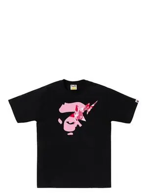 A BATHING APE Abc Camo Ape Face Sta Tee Shirt Black/pink