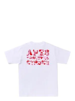 A BATHING APE Abc Camo College Ats Tee Shirt White/pink