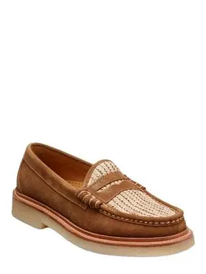 G.H.BASS Larson Mixed Media Penny Loafer - Cognac/ Natural