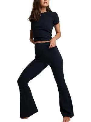 NEGATIVE UNDERWEAR Pointelle Flare Pant - Black