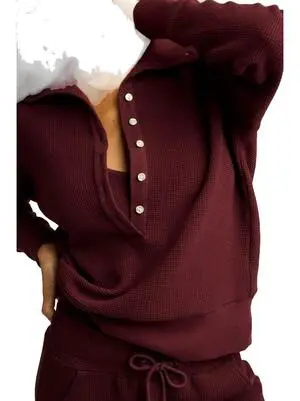 NEGATIVE UNDERWEAR Waffle Knit Pullover - Garnet
