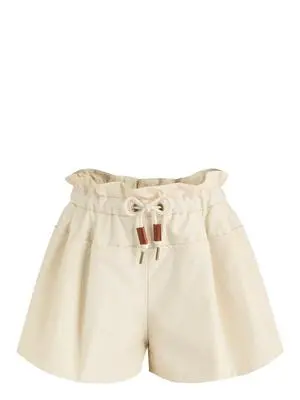 Moncler Canvas Trim Shell Shorts - Ivory