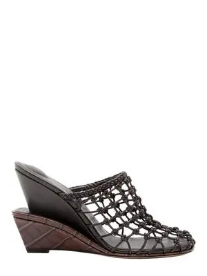 Jacquemus Jacquemus Les Doubles Woven Leather Wedge Mules Brown Dark