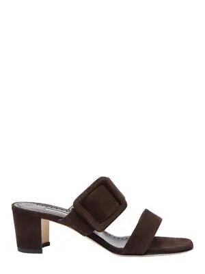 Manolo Blahnik Titubanew 50 Suede Sandals - Brown