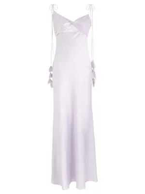SELF-PORTRAIT Floral-embellished Maxi Slip Dress - Lilac