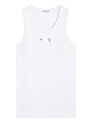 Moncler Crystal-embellished Logo Tank - White