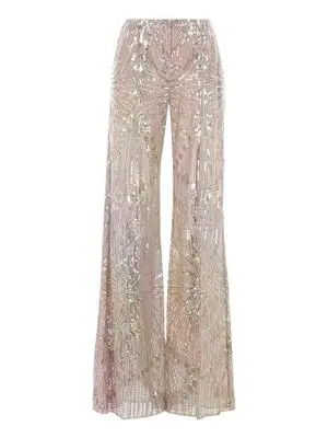 Elie Saab Embroidered Flared Trousers - Neutrals