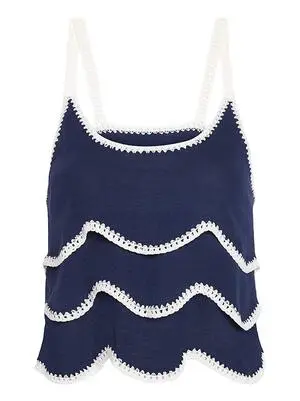 Ramy Brook Ariel Embroidered Sleeveless Top - Spring Navy Wave