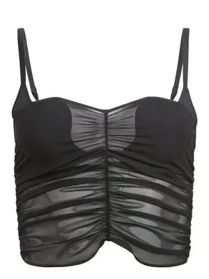 Fleur Du Mal Ruched Detail Cropped Top - Black