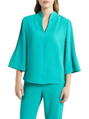 Ming Wang Raised Seam Bell Sleeve Top - Emerald Awe
