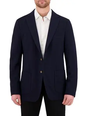 VICTOR EMMANUEL Textured Stretch Seersucker Sport Coat - Navy