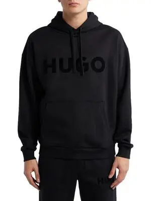 Hugo Ditchle Oversize Logo Graphic Hoodie - Black