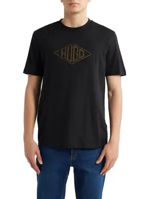Hugo Dalendi Logo Embroidered T-shirt Black