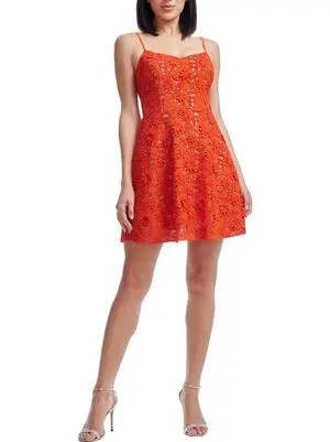 Dress The Population Ayla Floral Embroidered Mini Dress - Poppy