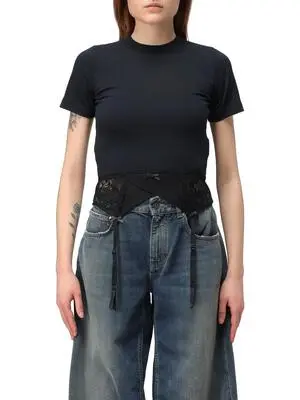 Balenciaga T-shirt With Lace Detail - Black