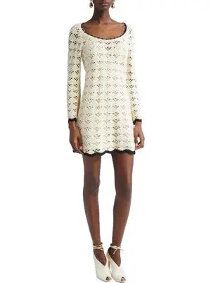 Zimmermann Rhiannon Crochet Minidress - Cream/ Black