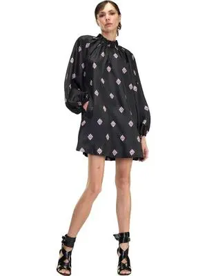 Cynthia Rowley Second Nature Silk Taffeta Mini Dress - Black_multi