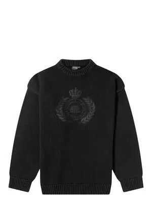 Balenciaga Wreath Logo Crewneck Knit - Black