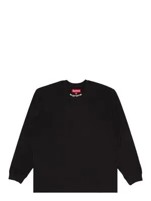 Supreme Embroidered Collar Long-sleeve Top - Black