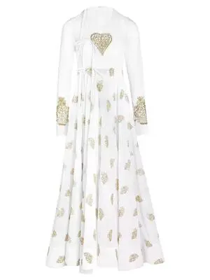 Giambattista Valli Embroidered Flared Skirt Dress - White