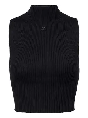 COURREGES Courrèges Ribbed Tank Top - Black