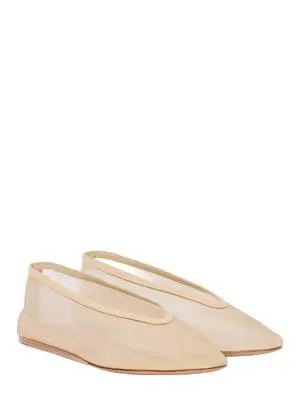 Le Monde Beryl Luna Leather-trimmed Ballet Flats - White