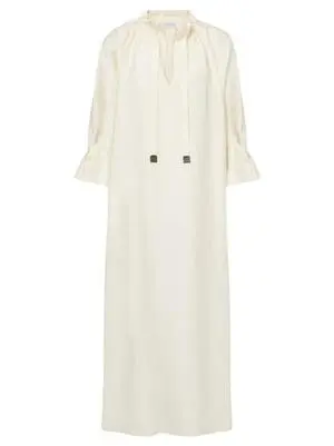 Max Mara Jene Linen And Silk-blend Maxi Dress - White
