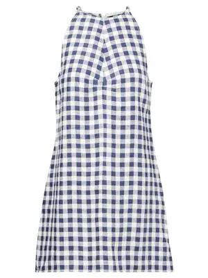 Asceno Antigua Gingham Linen Mini Dress - Blue