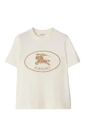 Burberry Burberry Knight Stamp Cotton T-shirt Chalk