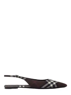 Burberry Check Slingback Ballerinas - Mahogany Brown