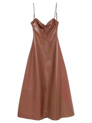 Nanushka Faux-leather Midi Dress - Brown