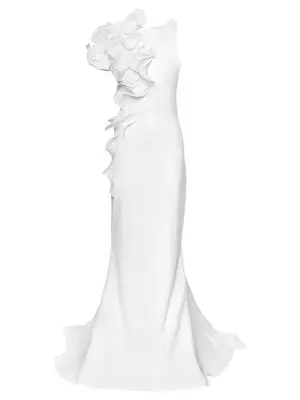 ANA RADU Ruffled-appliqué Gown - White