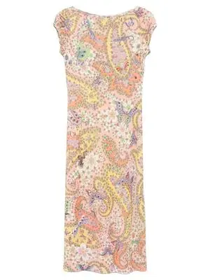 Etro Floral Print Midi Dress - Pink