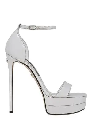 Dolce & Gabbana Mirrored-effect Platform Sandals - Silver