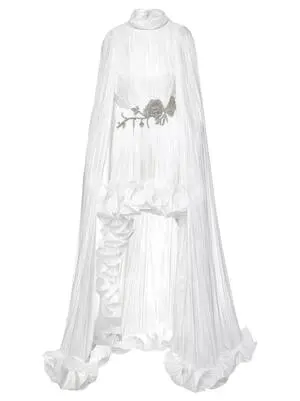 ANA RADU Pleated Cape Dress - White