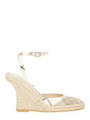 Burberry Mews Espadrille Wedge - Cotton Ip Check