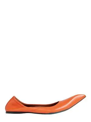 Marni Leather Point-toe Flats - Orange