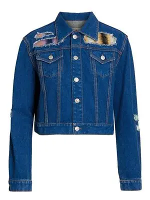 Marni Cropped Knitted Denim Jacket - Dark Denim