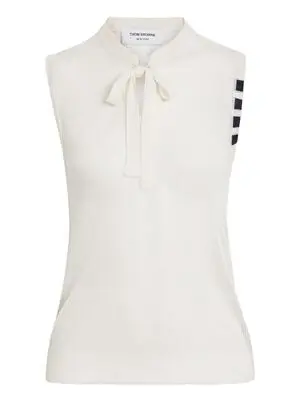Thom Browne Tie-neck Silk Top - Ivory