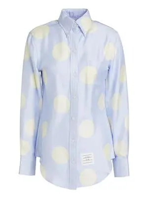 Thom Browne Polka Dot Silk-twill Shirt - Light Blue