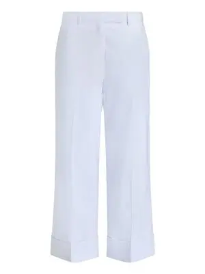 Thom Browne Cropped Cotton Oxford Pants - Sky Blue
