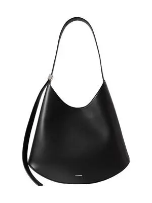 JIL SANDER Medium Leather Shoulder Bag - Black