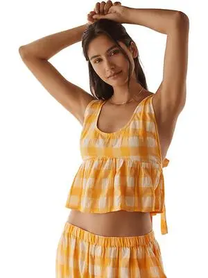 Anthropologie Apron Swing Tank Top - Marigold Gingham