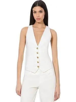 Alice + Olivia Alice + Olivia Mazie Linen Vest White