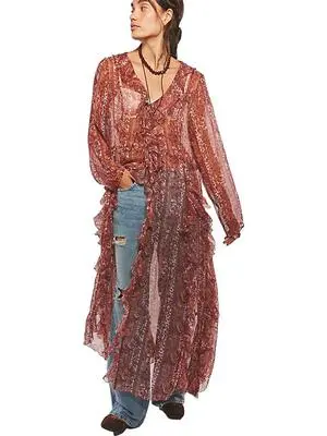Free People Samantha Chiffon Maxi Top - Wine Combo