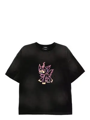 We11Done Peaches Flame Logo T-shirt - Black
