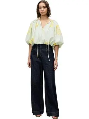 Rebecca Taylor Yara Bubble Top - Sage Combo