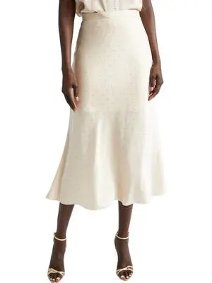 ST. JOHN St. John Collection Crystal-Embellished Stretch Satin Midi Skirt