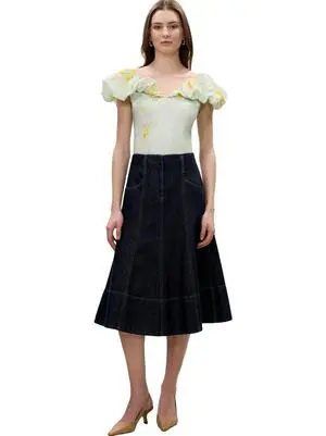 Rebecca Taylor Yara Poplin Top - Sage Combo