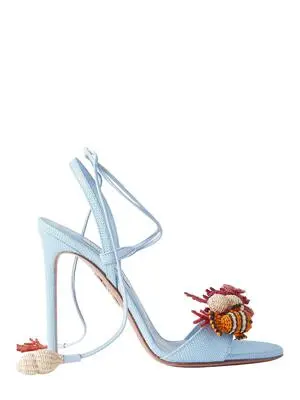AQUAZZURA Marea 105 Raffia Sandals - Blue